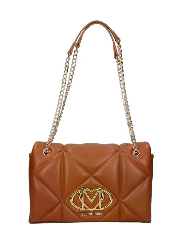 Moschino Quilted Shoulder Bag With Chain Strap - Brown