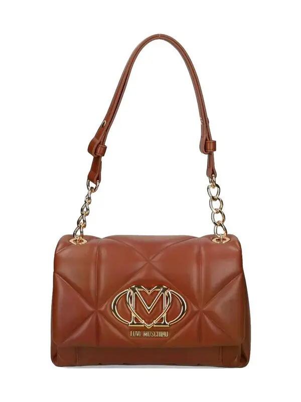 Moschino Quilted Cross Body Bag With Chain Strap - Brown