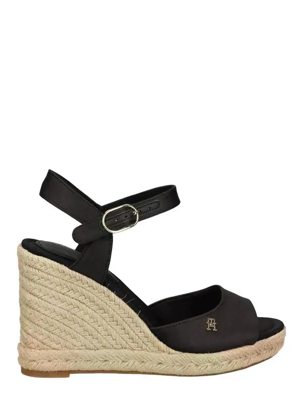 Tommy Hilfiger Woven Wedge Sandals - Black