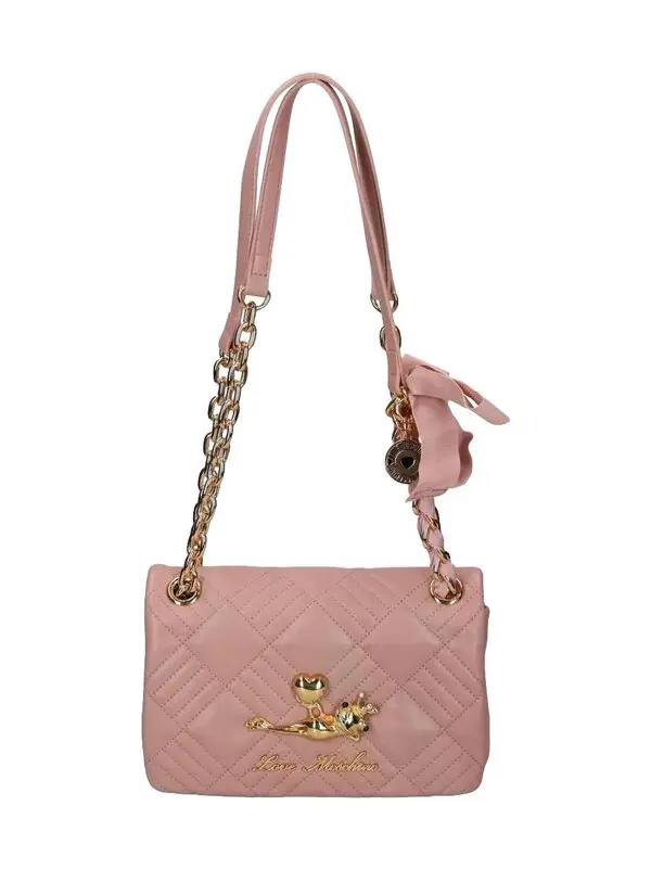 Moschino Quilted Cross Body Bag With Chain Strap - Pink