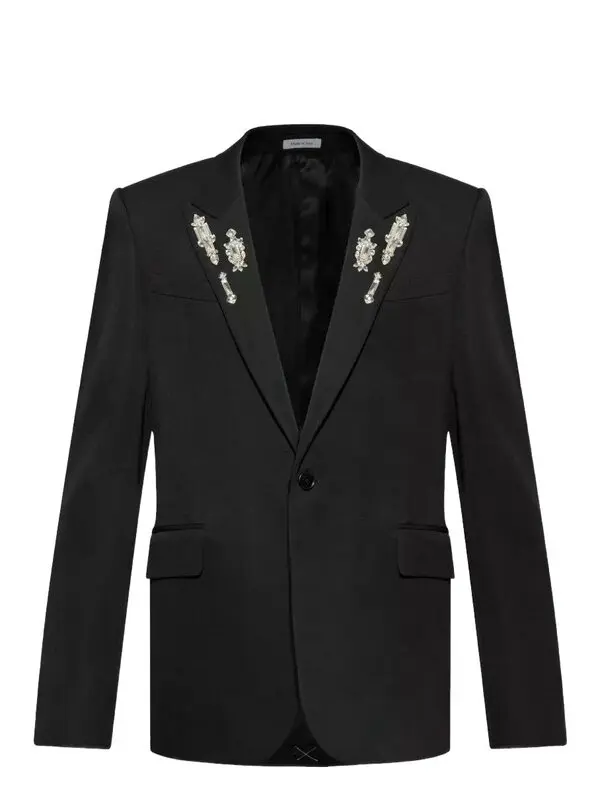 Alexander McQueen Embellished-lapel Blazer - Black