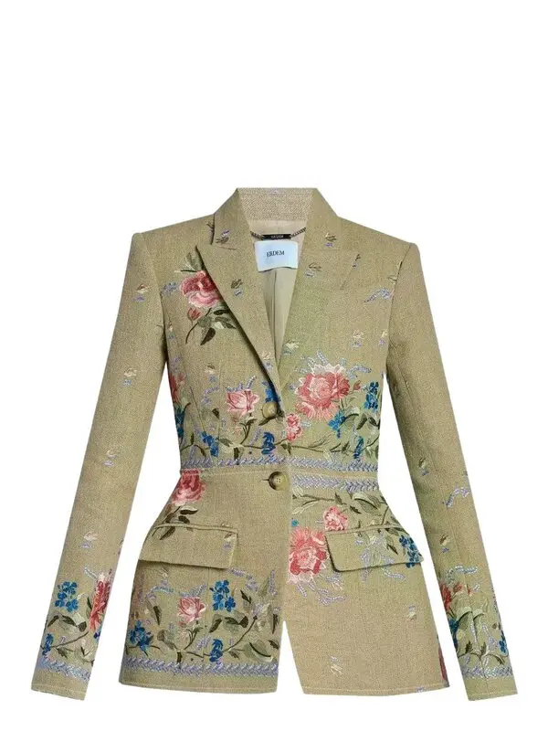 Erdem Floral Embroidered Blazer - Green