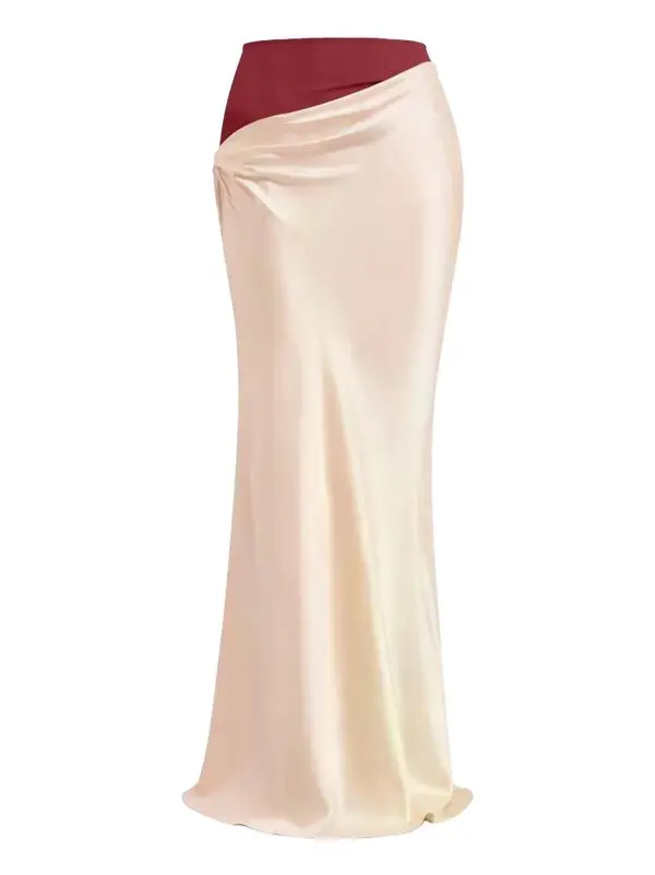 Patrizia Pepe Draped Satin Maxi Skirt - Neutrals