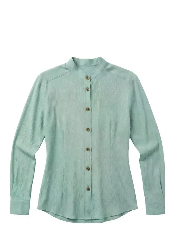 BLAZÉ MILANO Stand-collar Buttoned Shirt - Green