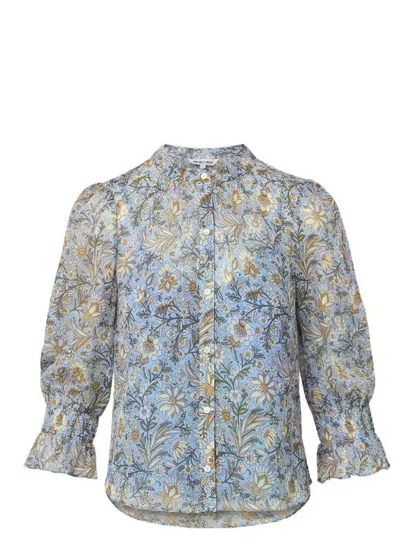 Veronica Beard Ashlynn Floral Print Blouse - Blue