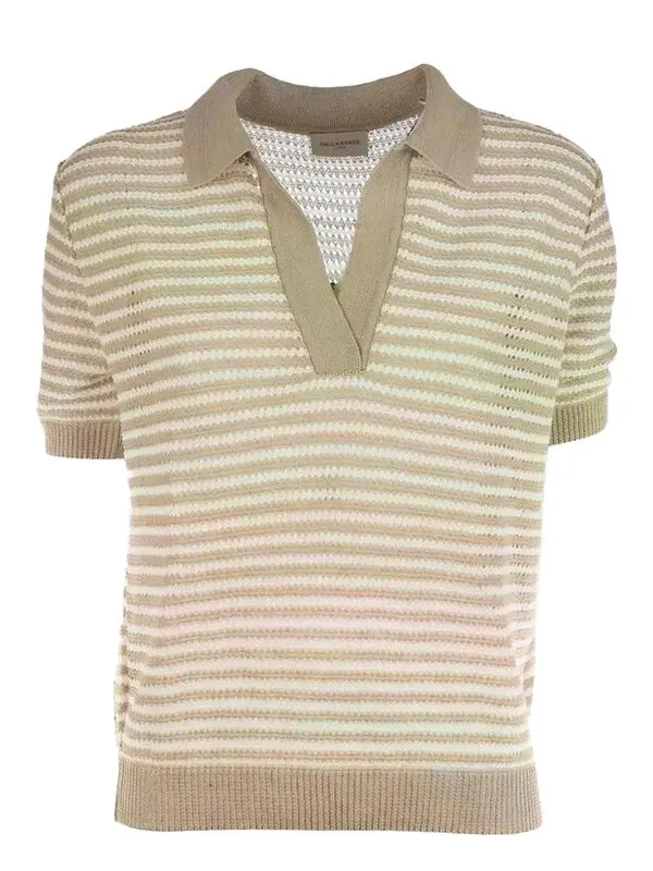 Paul & Shark Striped Knit Polo - Neutrals