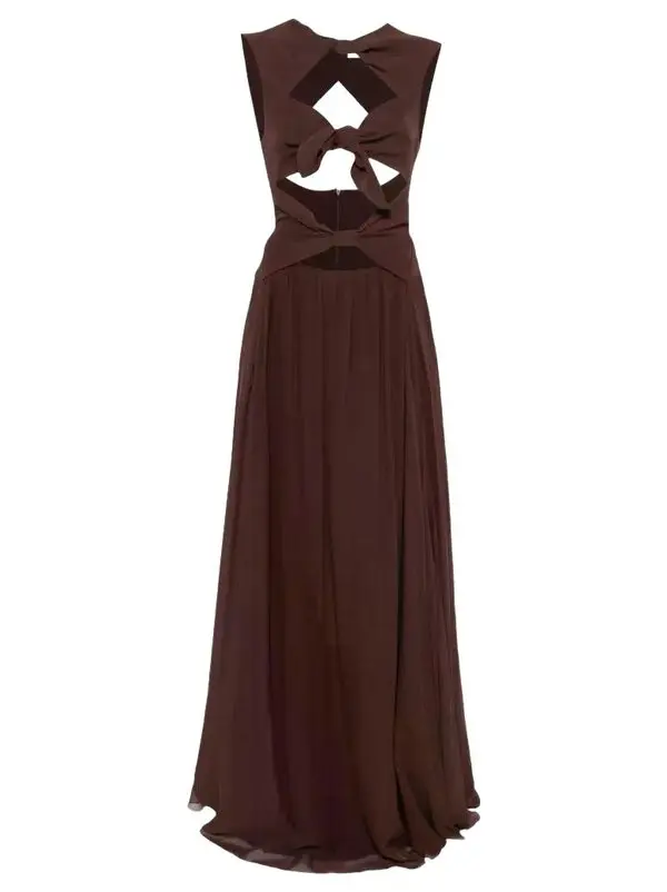 Raquel Diniz Olivia Cutout Bow Maxi Dress - Brown