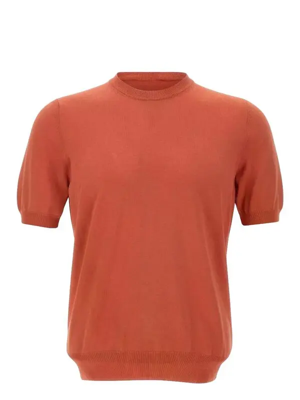 GRAN SASSO Short-sleeved Cotton Sweater - Orange