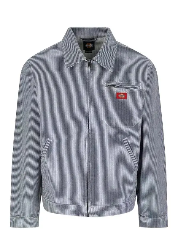 Dickies Striped-pattern Zip-up Shirt Jacket - Blue