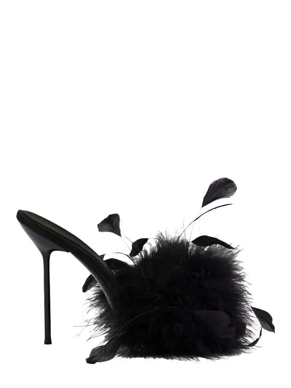 Paris Texas Lidia Feather Mules - Black