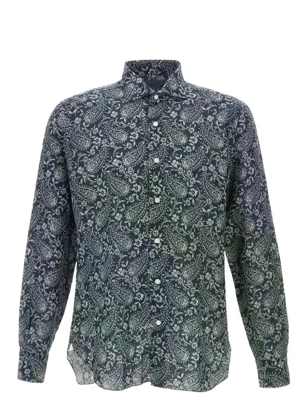 BARBA NAPOLI Paisley Buttoned Shirt - Blue