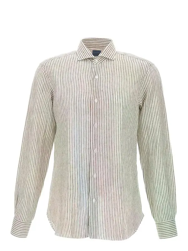 BARBA NAPOLI Striped Button Shirt - Neutrals