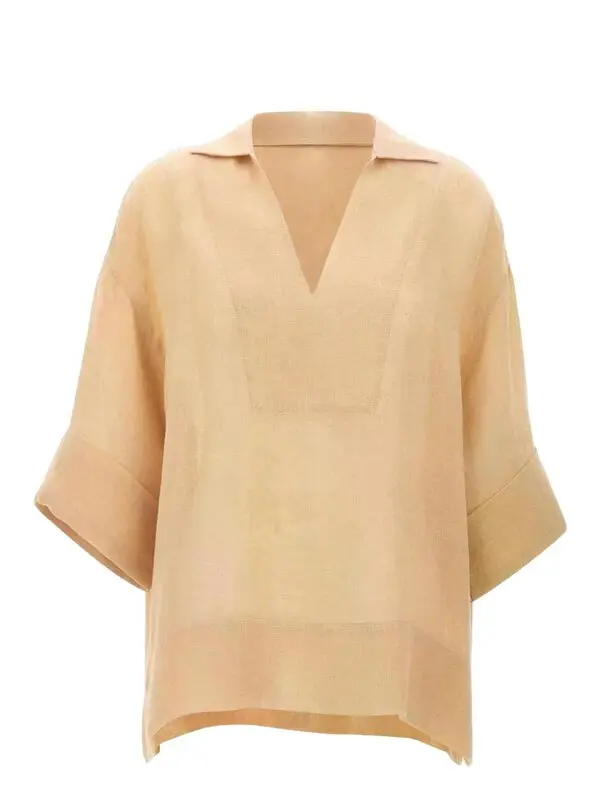 Eleventy V-neck Short-sleeve Blouse - Neutrals