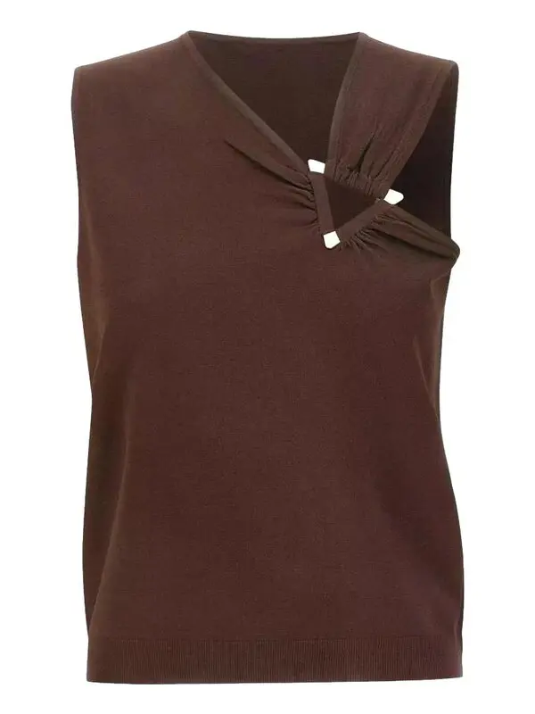 KAOS Asymmetric Cut-out Top - Brown