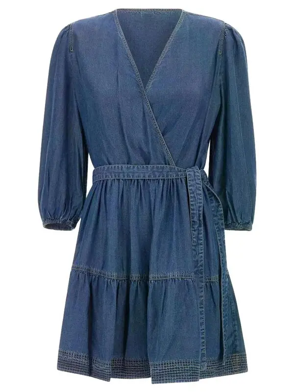 BOSS V-neck Belted Mini Dress - Blue