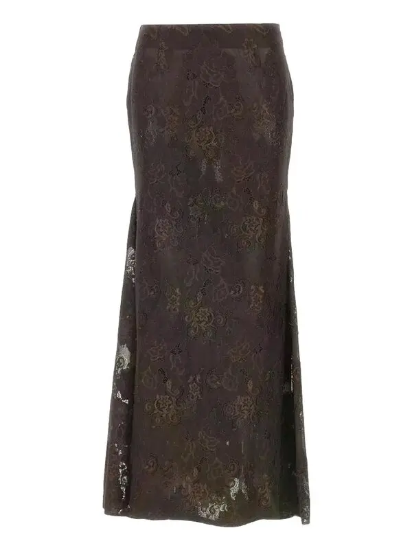 HERSKIND Lace-overlay Midi Skirt - Brown