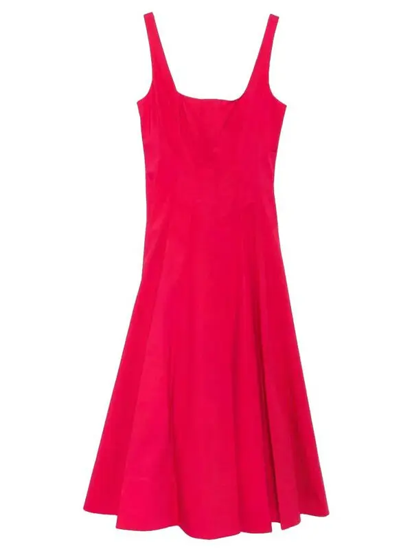 Staud Wells Square-neck Midi Dress - Red