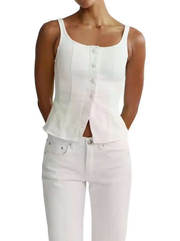 DL1961 Button-front Peplum Top - White