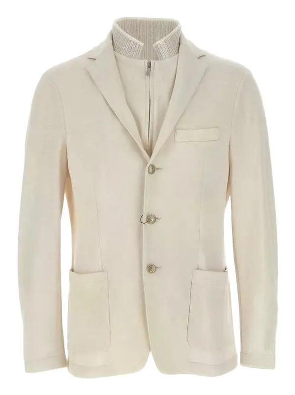 Eleventy Detachable Bib Single-breasted Blazer - Neutrals