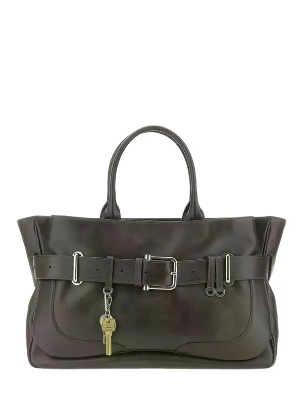 OSOI Brocle Buckle Charm Leather Tote - Brown