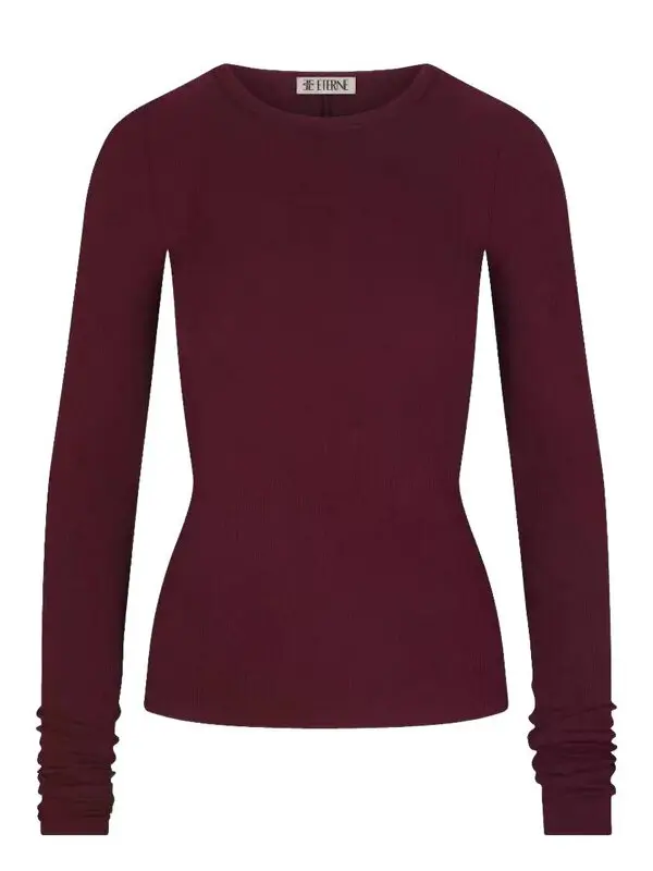 Eterne Long-sleeve Ribbed Top - Red