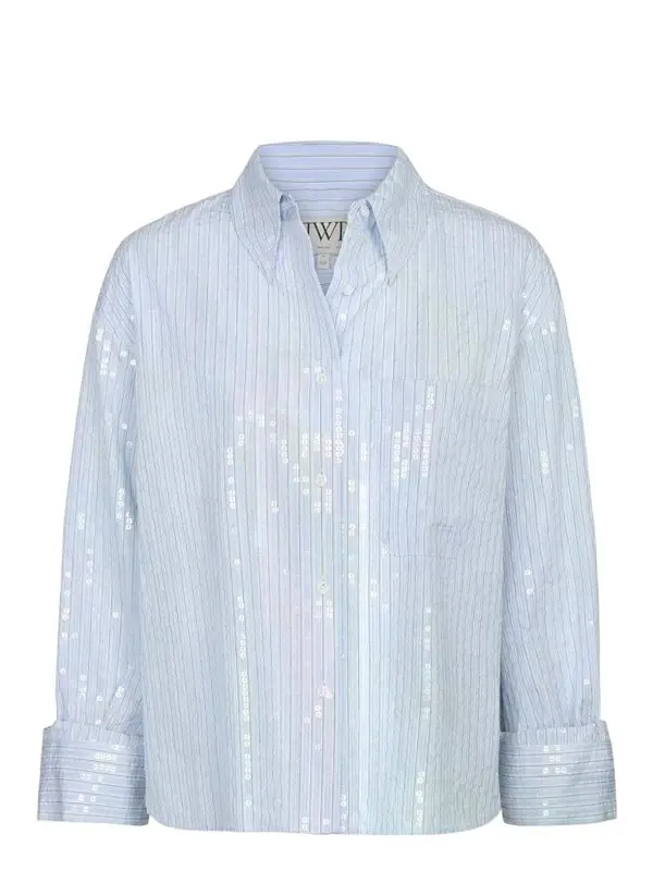 TWP Sequin-embellished Striped Shirt - Blue