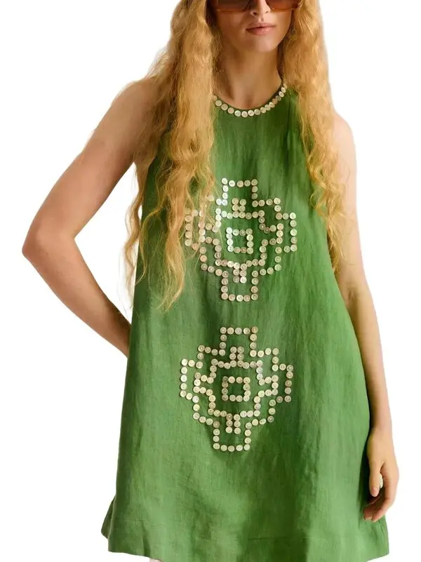 Carolina K Embellished Mini Dress - Green