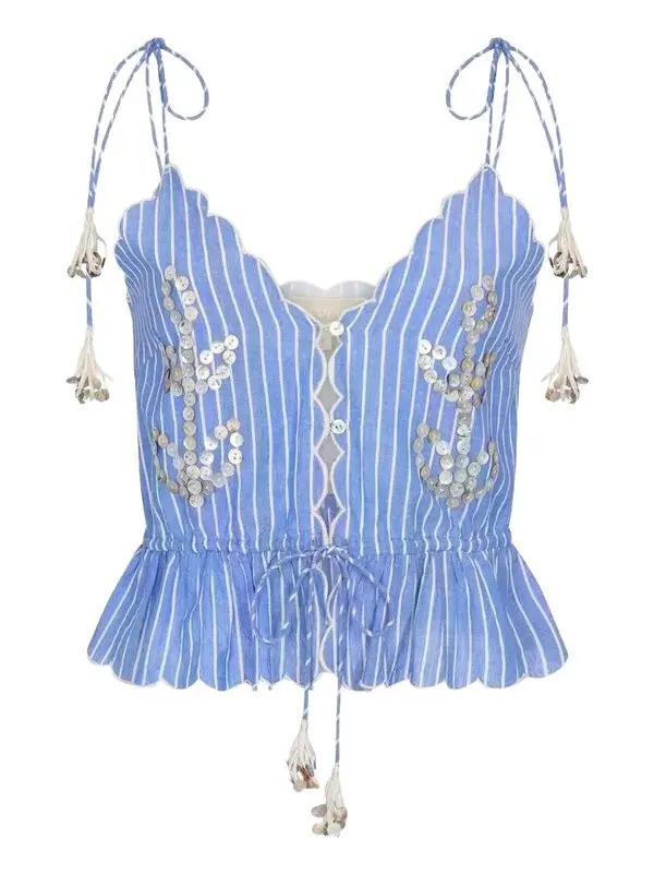 Carolina K Selma Striped Top - Blue