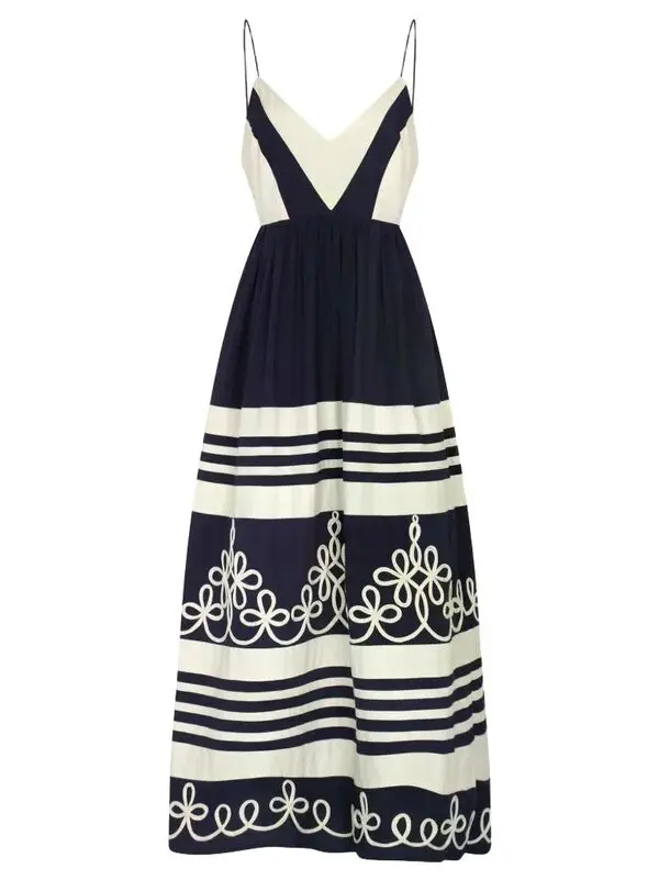 Carolina K Striped Floral Dress - Blue