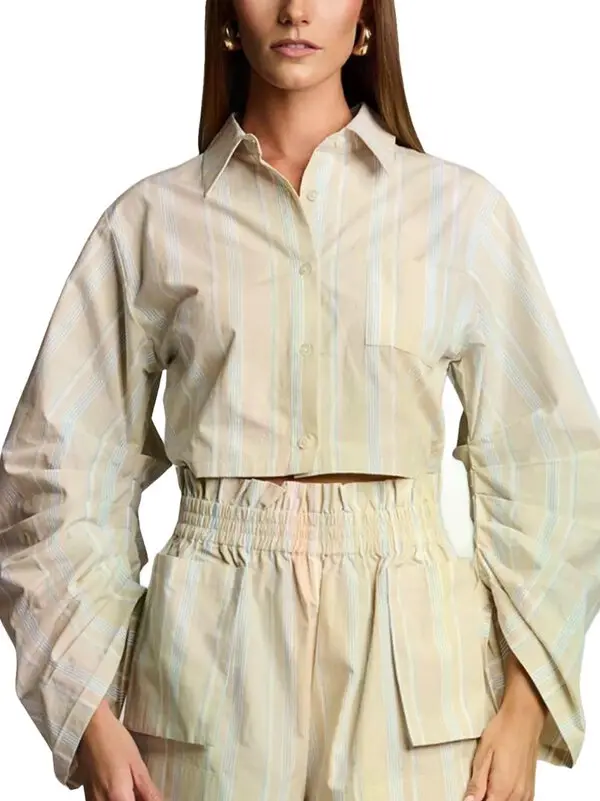 HEVRON Striped Cropped Shirt - Neutrals