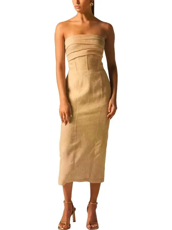 JBQ Bellucci Strapless Midi Dress - Neutrals