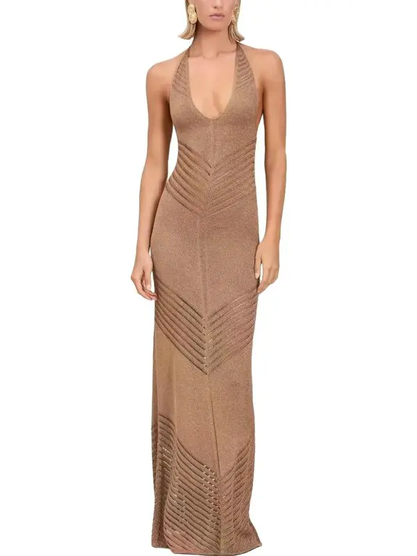 Devon Windsor V-neck Ribbed Dress - Brown