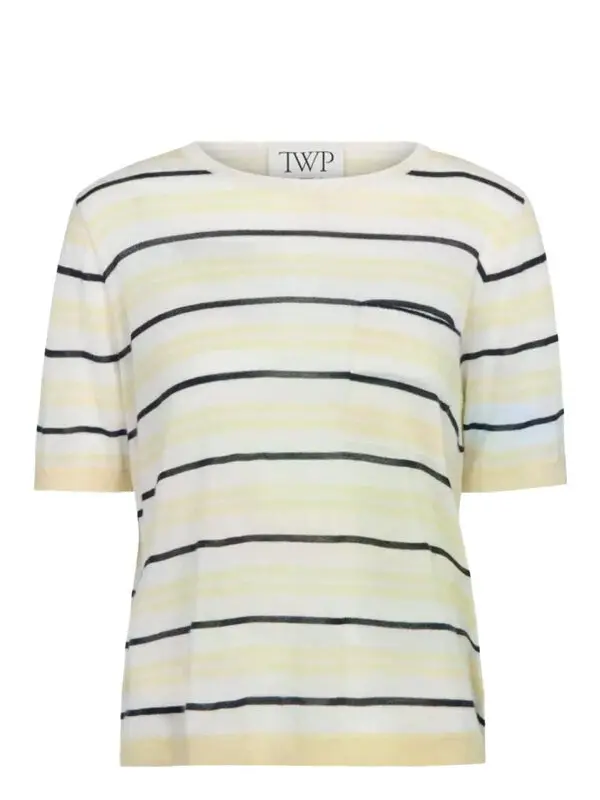 TWP Striped Chest-pocket T-shirt - Neutrals