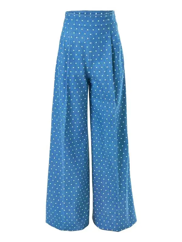 Carolina Herrera Polka-dot Denim Marisol Pants - Blue