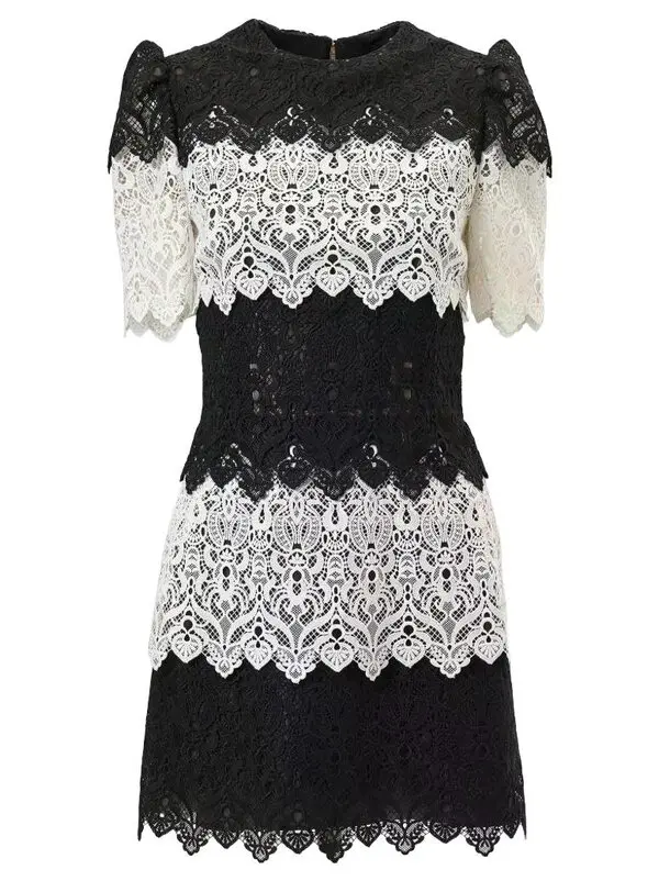 Carolina Herrera Lace Trimmed Mini Dress - Black