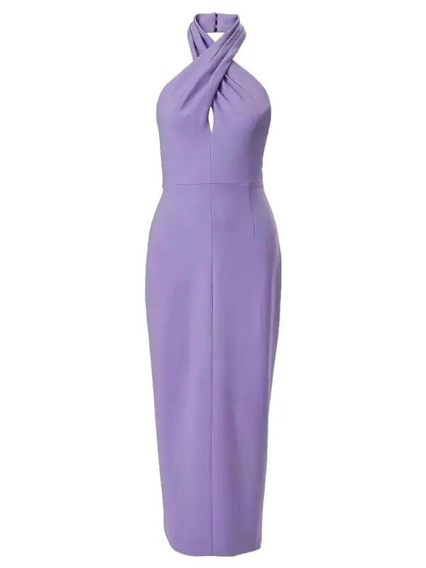 Carolina Herrera Twisted Halterneck Midi Dress - Purple