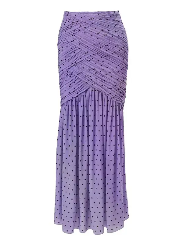 Carolina Herrera Polka-dot Ruched Midi Skirt - Purple