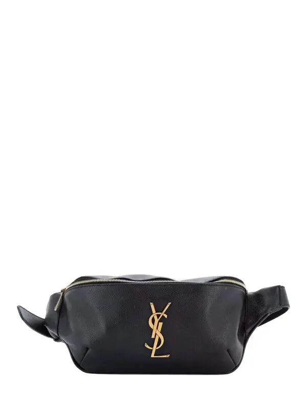 Saint Laurent Monogram Leather Belt Bag - Black