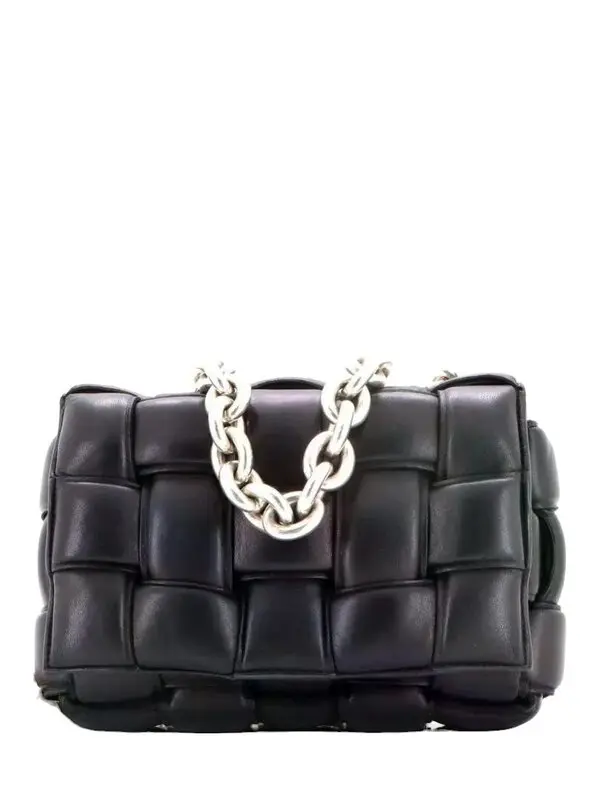 Bottega Veneta Cassette Chain Padded Maxi Intrecciato Leather Crossbody Bag - Black