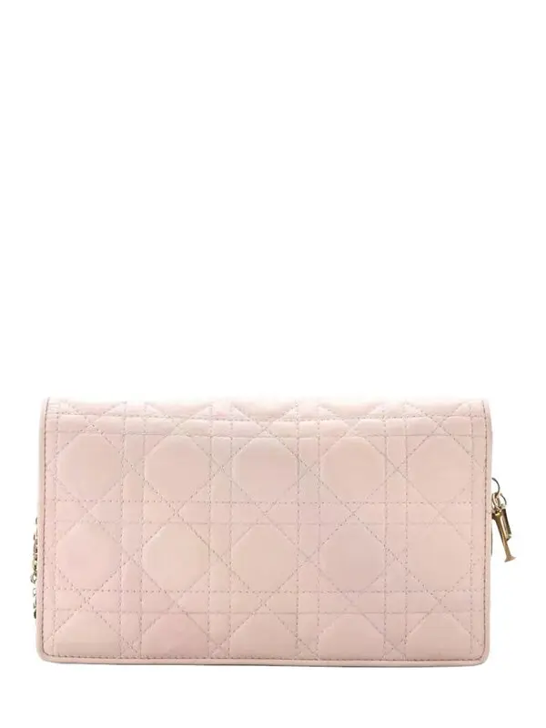 Dior Lady Chain Pouch Cannage Quilt Lambskin Clutch Bag - Pink