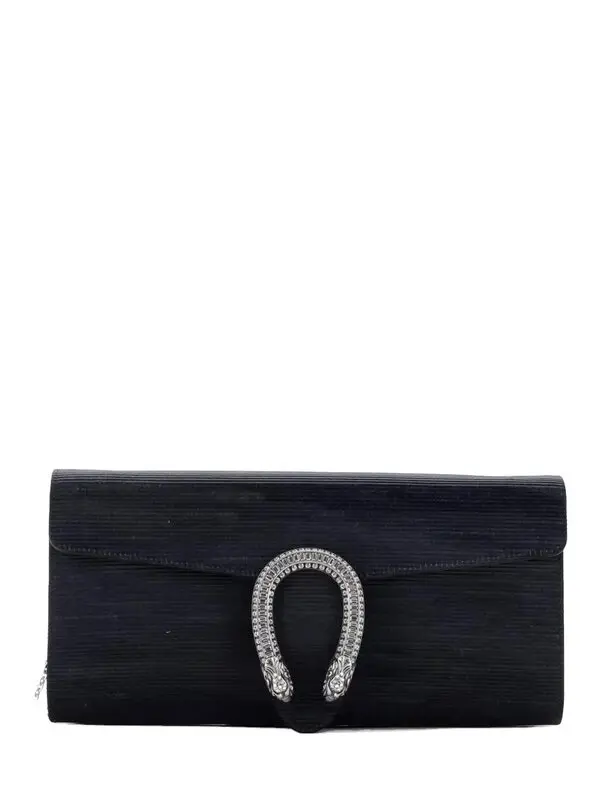 Gucci Dionysus Chain Clutch Ribbed Satin With Crystals - Black