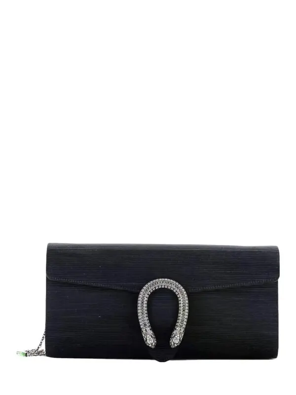 Gucci Dionysus Chain Clutch Ribbed Satin With Crystals - Black