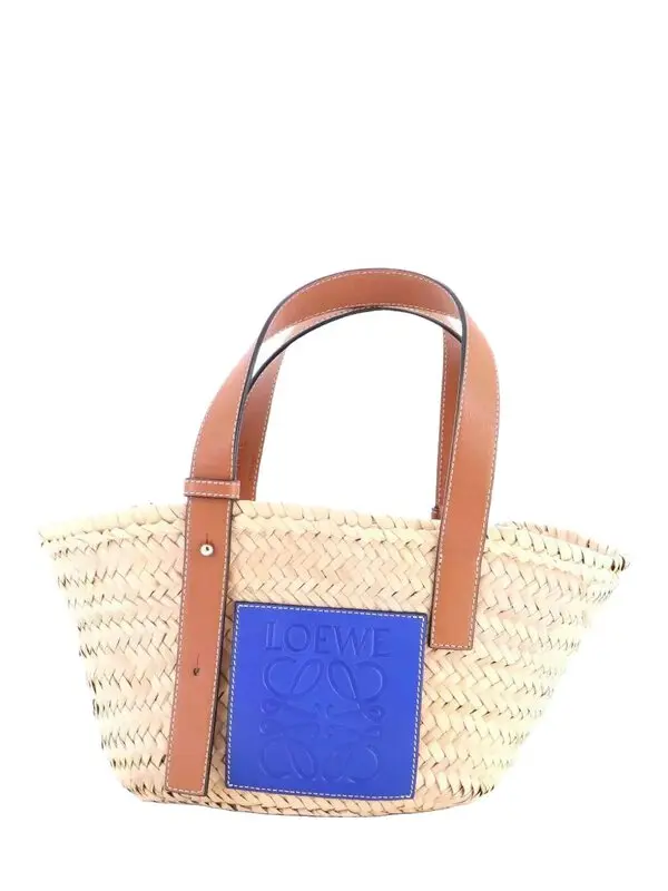 Loewe Basket Raffia Small Tote - Blue