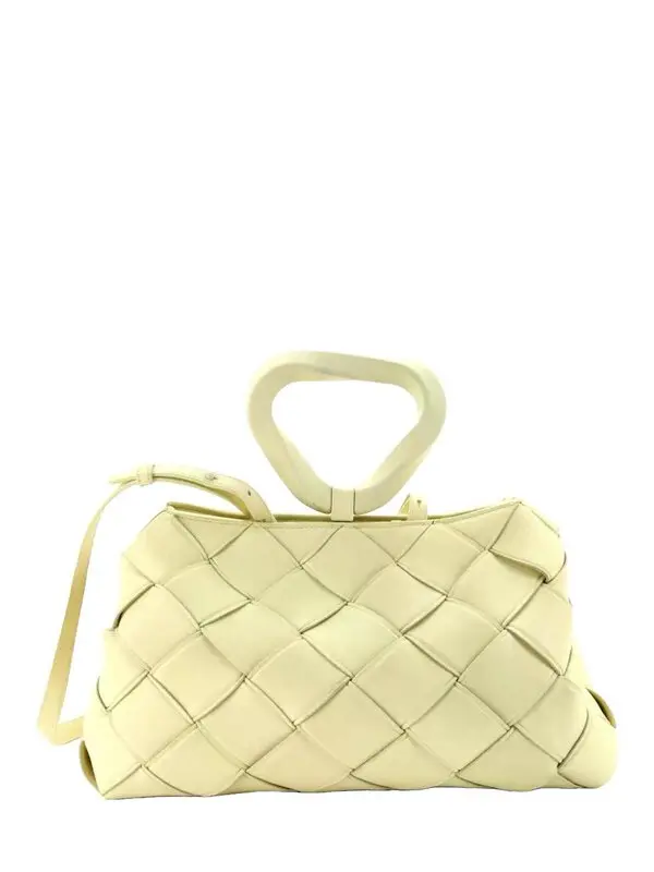 Bottega Veneta Grasp Maxi Intrecciato Leather Satchel - Yellow