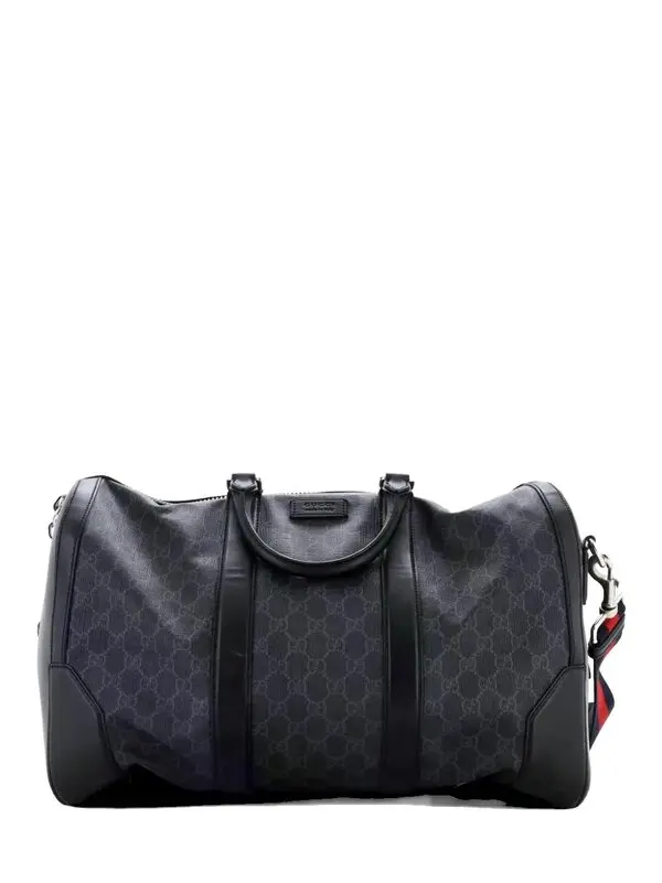 Gucci Convertible Duffle Bag Gg Coated Canvas Medium - Black