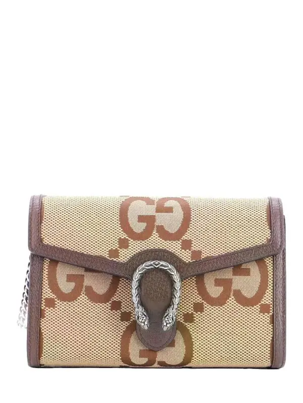 Gucci Dionysus Chain Wallet Jumbo Gg Canvas - Brown