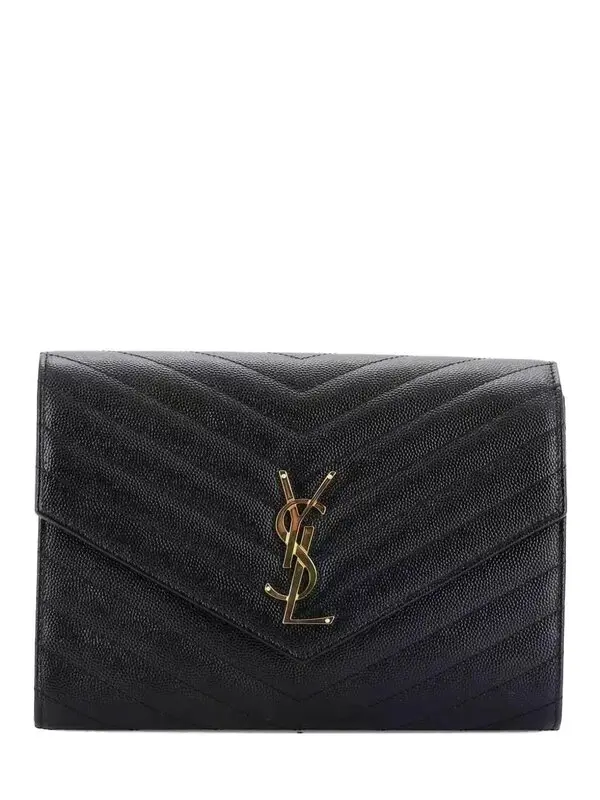Saint Laurent Classic Monogram Envelope Wristlet - Black