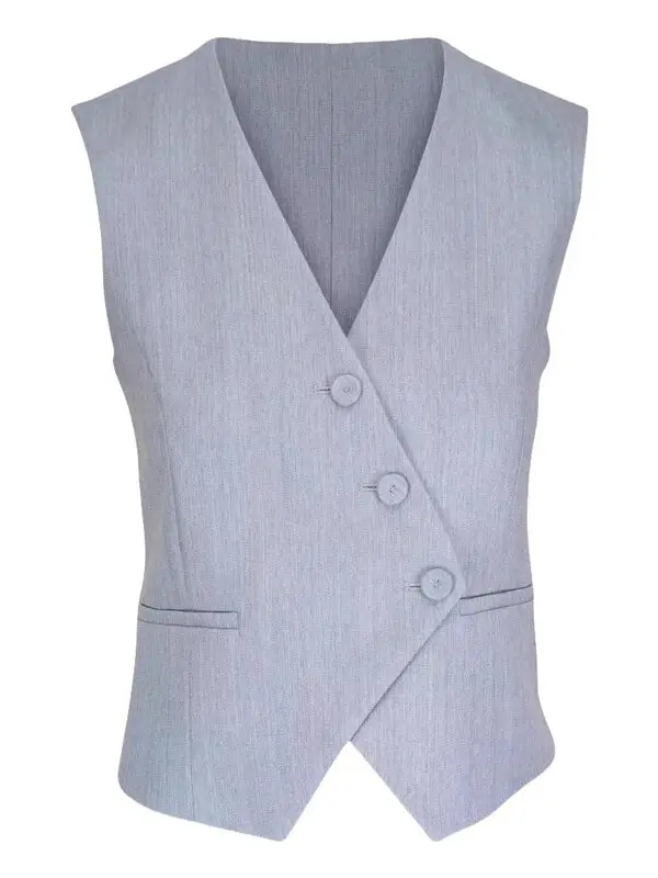 TWP Button-up Waistcoat - Blue