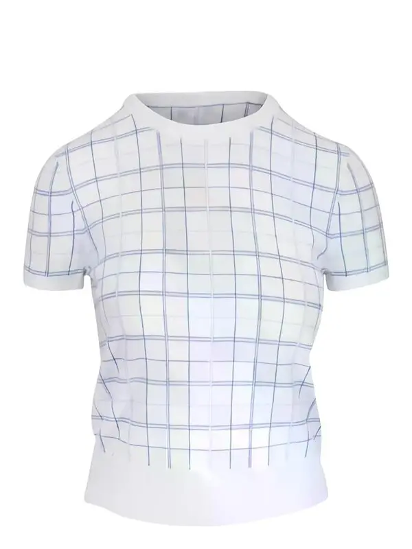 Vince Check-pattern Knit Cashmere Top - White
