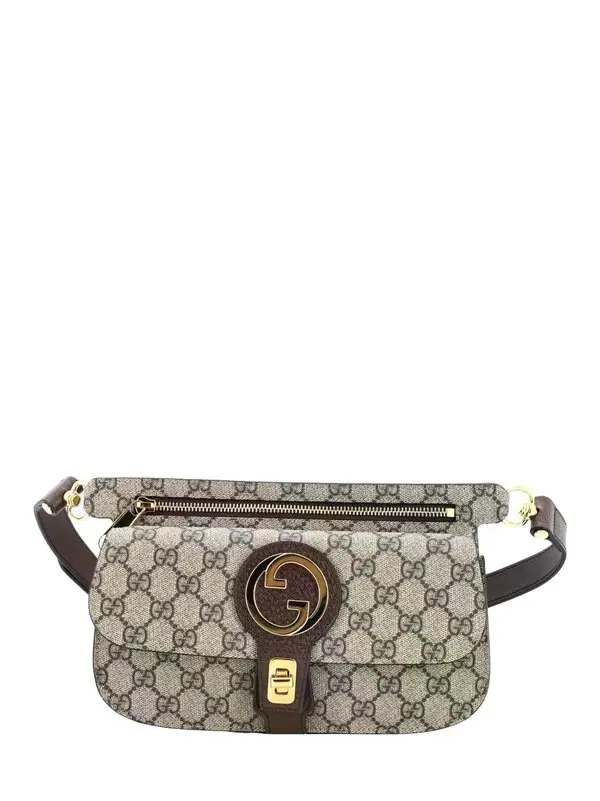 Gucci Blondie Flap Pocket Gg Coated Canvas Belt Bag - Brown